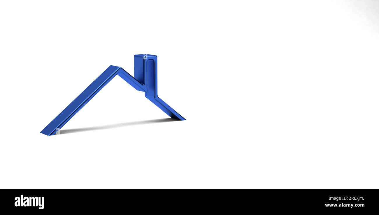 3D glossy blue roof house logo on white background Stock Photo - Alamy