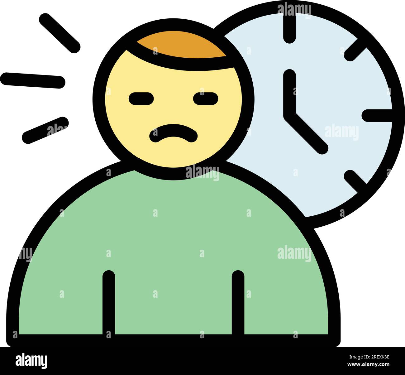 Morning stress icon outline vector. Panic attack. Mental fear color flat Stock Vector Image ...