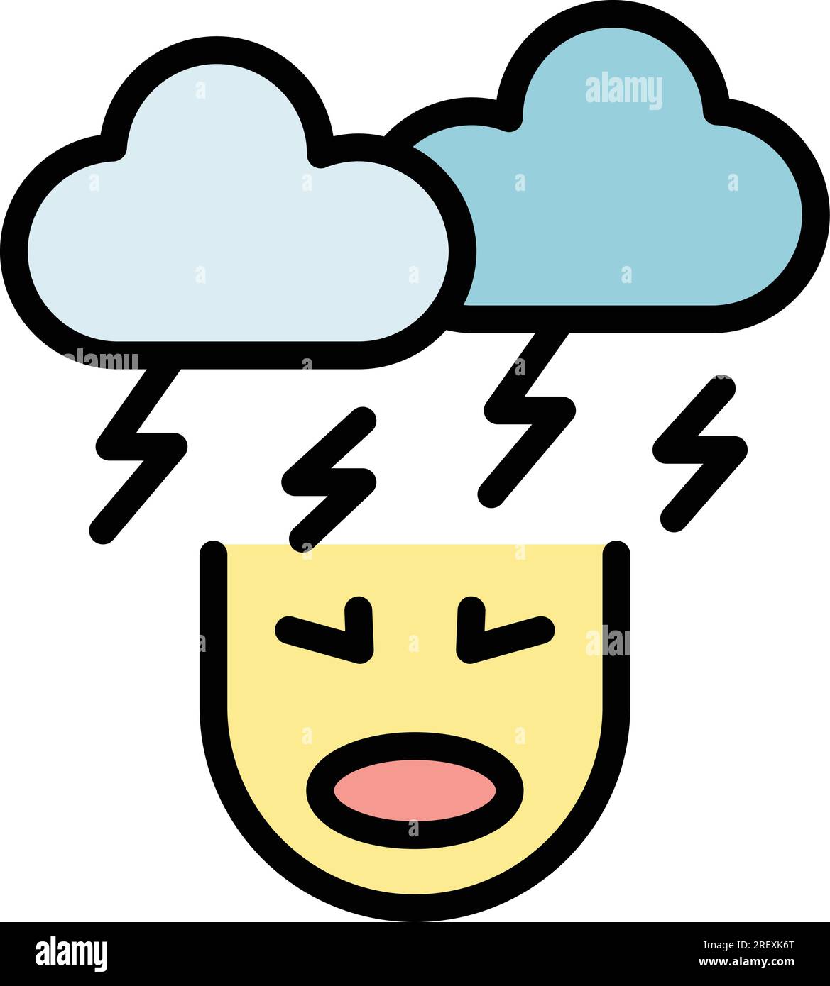 Stress storm icon outline vector. Panic attack. Mental fear color flat ...