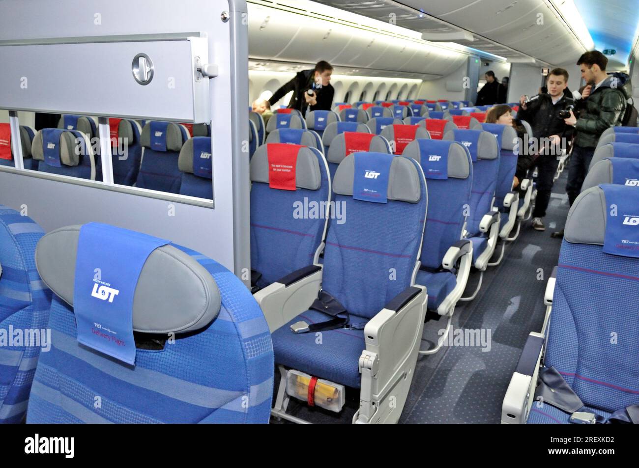 Interior of the Boeing 787 Dreamliner - LOT Polish Airlines Stock Photo ...