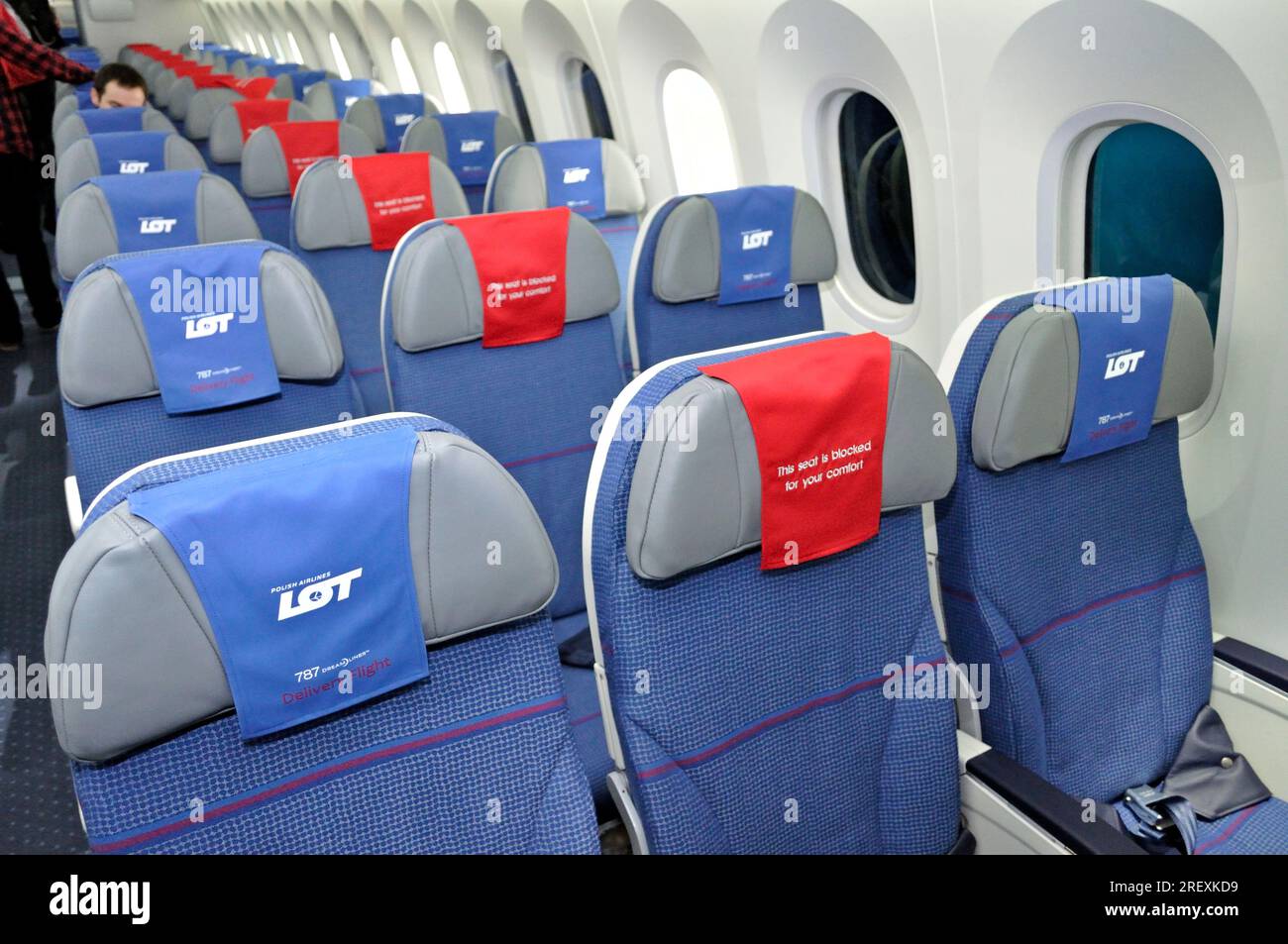 Interior of the Boeing 787 Dreamliner - LOT Polish Airlines Stock Photo ...