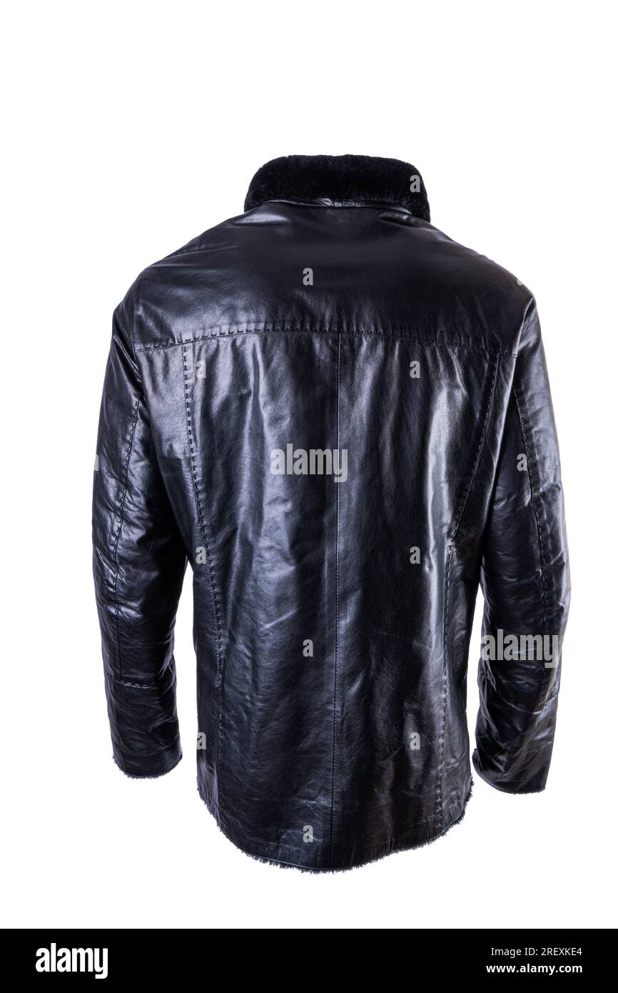 Leather jacket isolated on white background Stock Photo - Alamy
