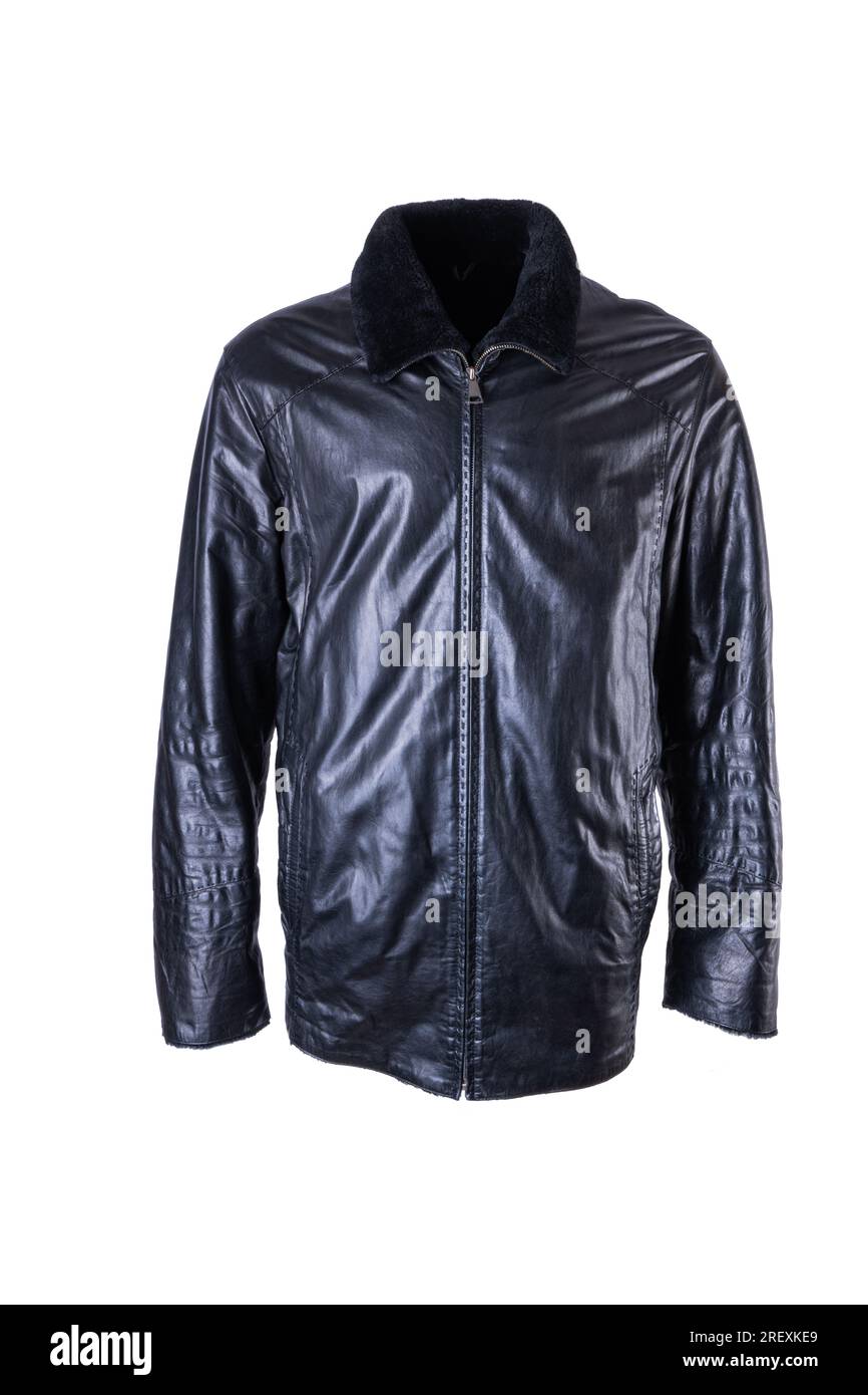 Leather jacket isolated on white background Stock Photo - Alamy