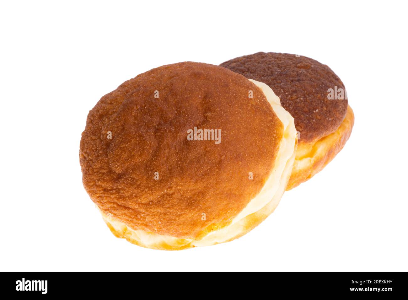 Donuts with stuffing isolated on white background Stock Photo - Alamy