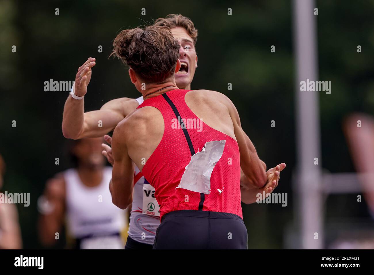 BREDA, NETHERLANDS - JULY 30: Robin van Riel of AV Attila and Rick van ...