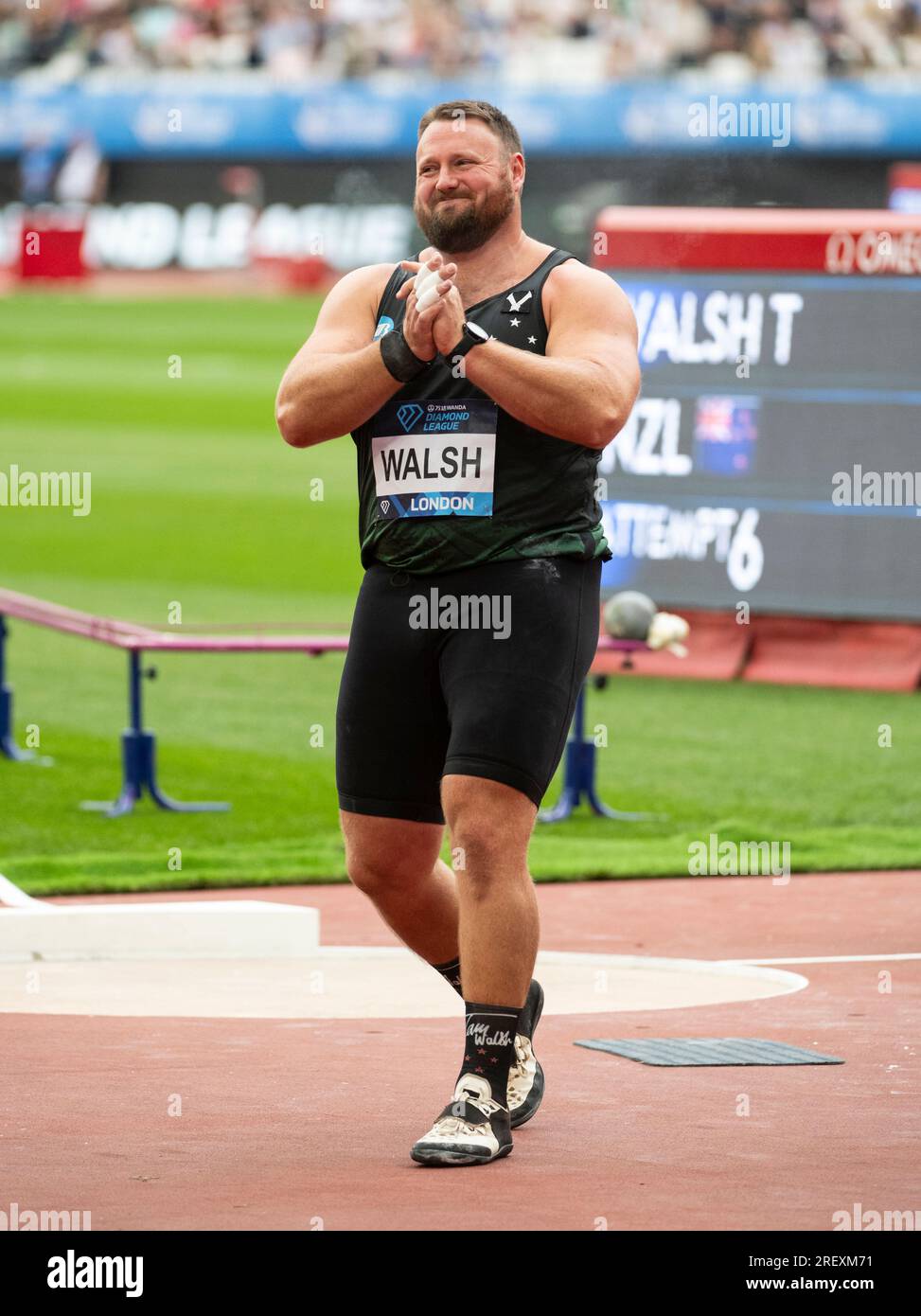 Tom Walsh of New Zealand competing in the men’s shot put at the Wanda ...