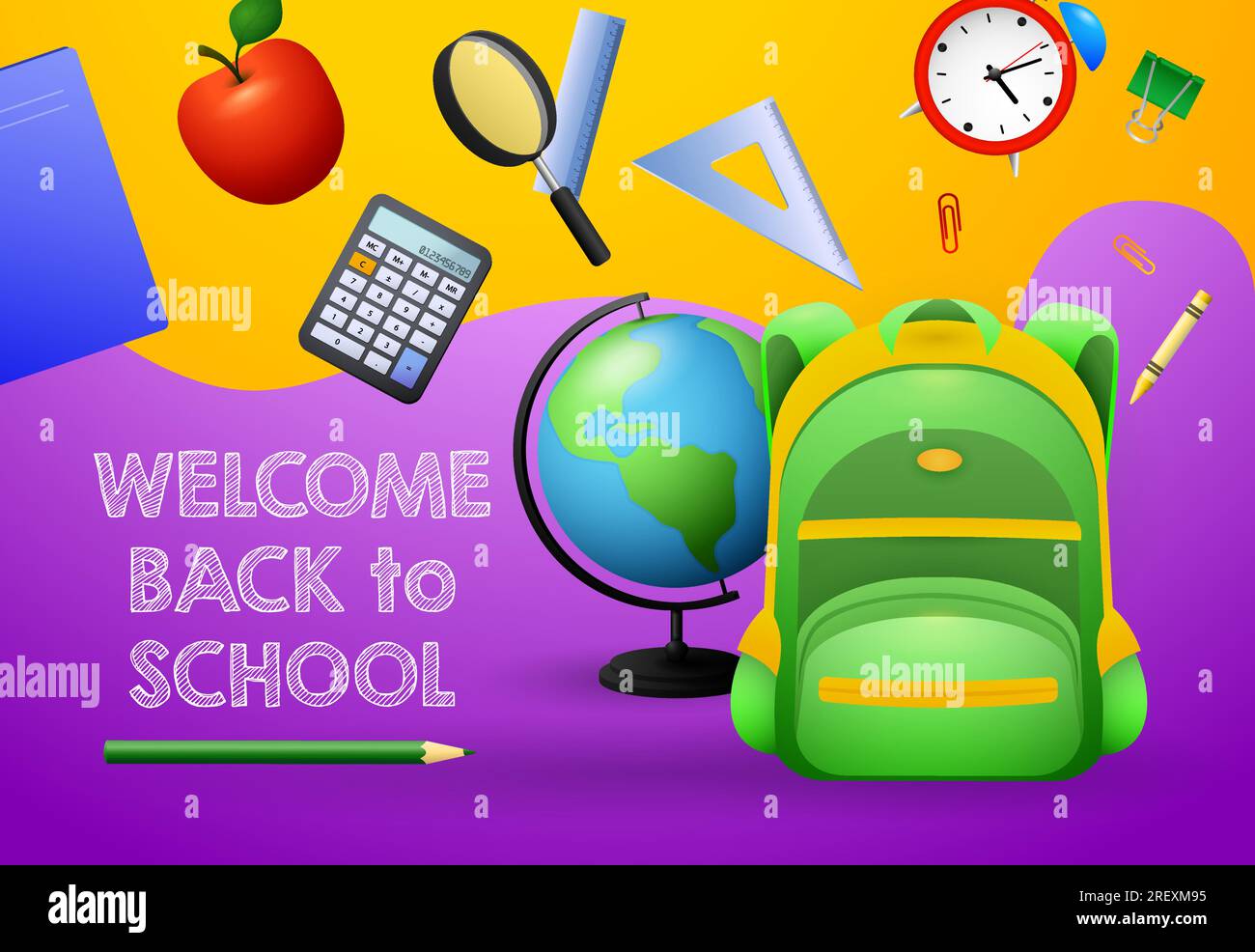 Welcome back to school posters design. Green backpack Stock Vector ...