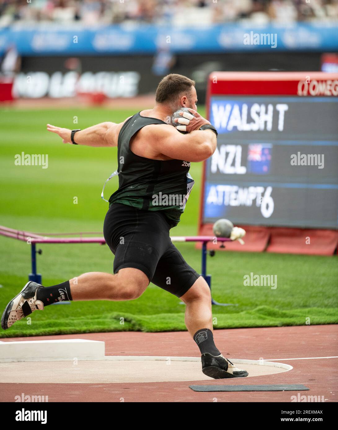 Tom Walsh of New Zealand competing in the men’s shot put at the Wanda ...