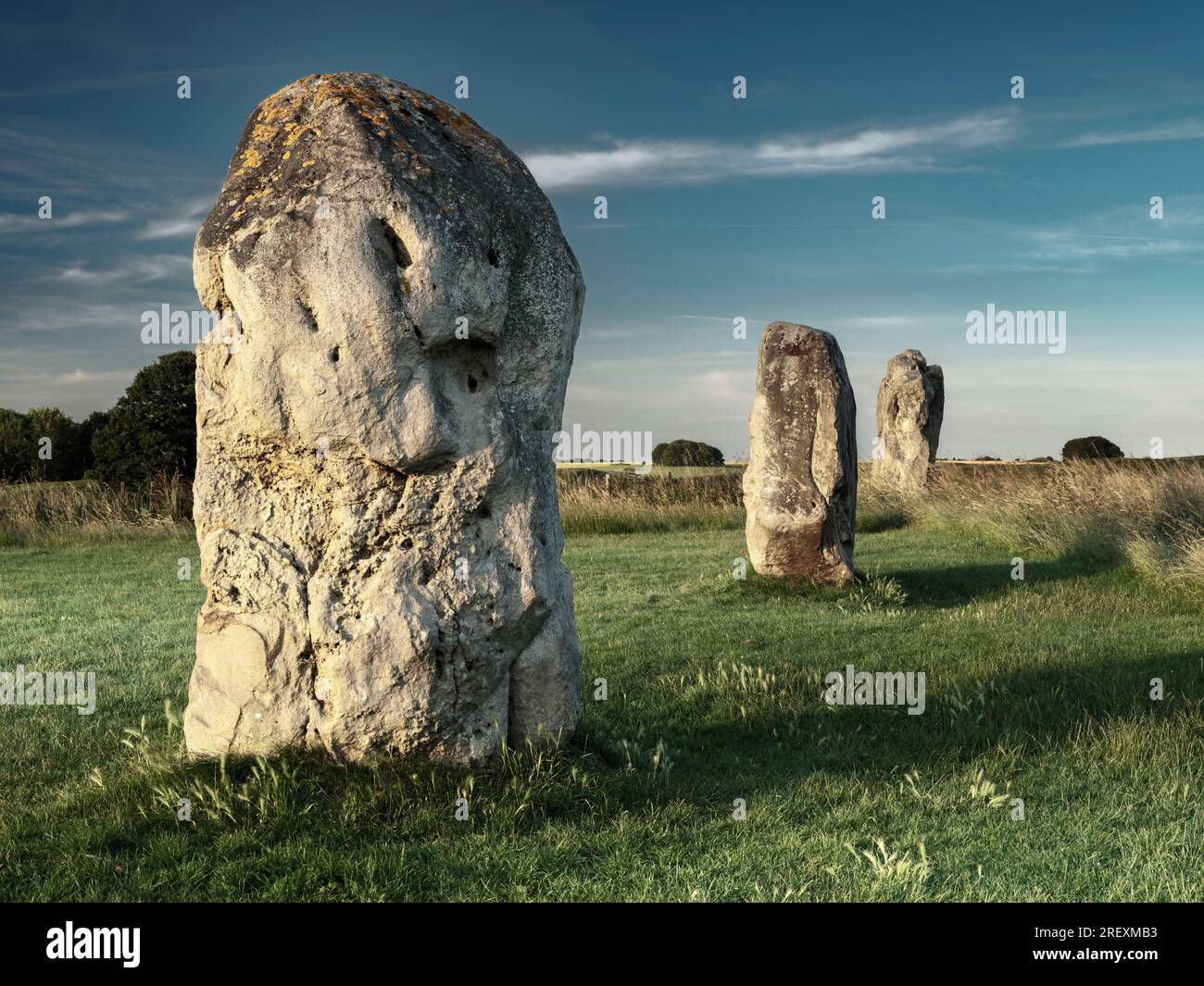 Three of the large Neolithic Sarsen Stones that ring the Wiltshire ...