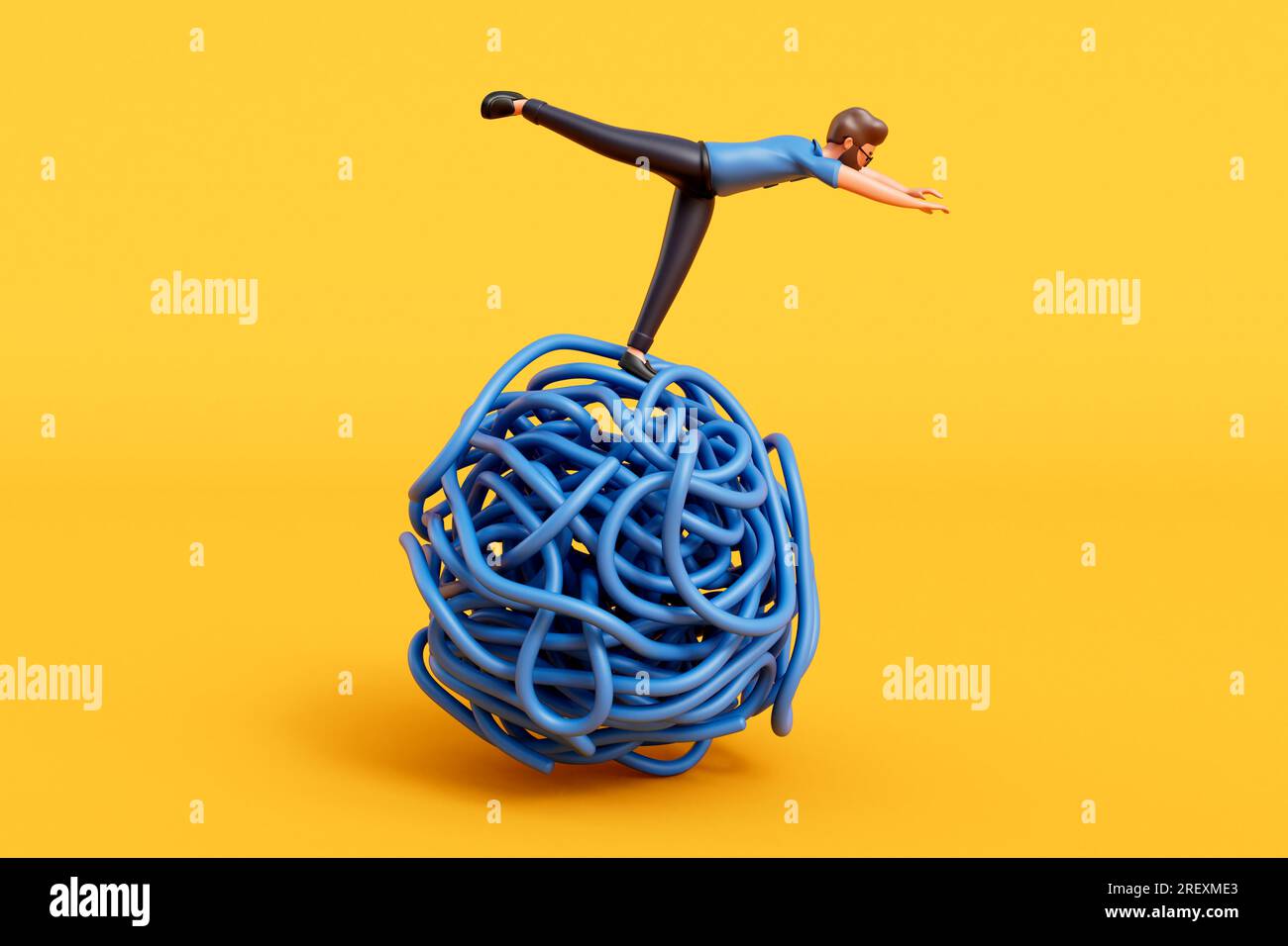 A man stood on a tangled ball of string. Overcoming stress and mental ...