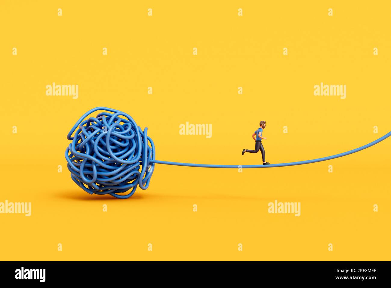 A man stood on a tangled ball of string. Overcoming stress and mental ...