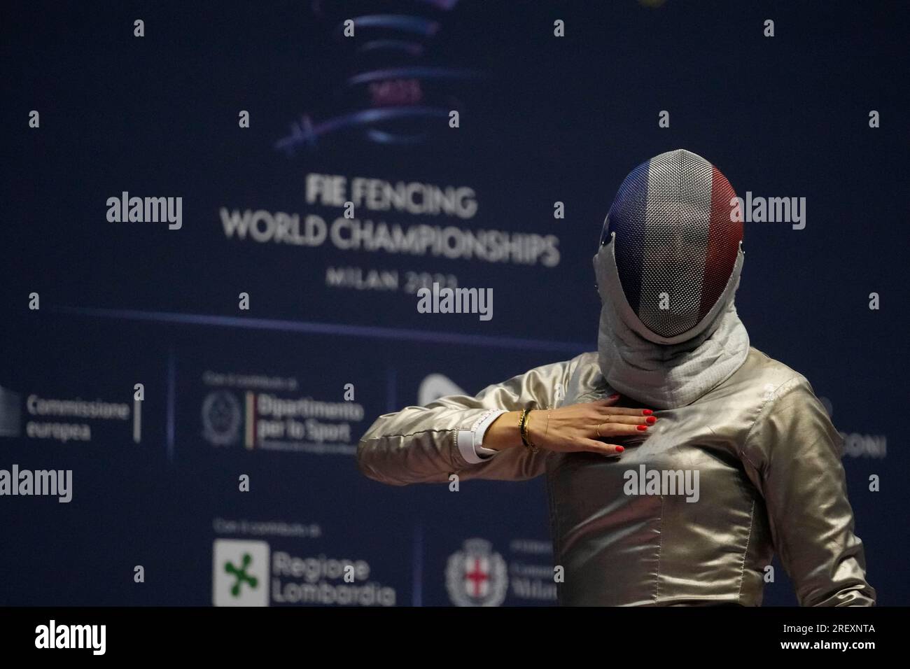 France's Sara Balzer gestures as she competes against Hungary's Anna ...