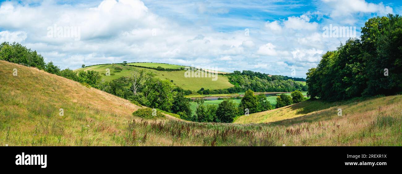 Sharpham Meadows and Marsh over River Dart, Totnes, Devon, England ...