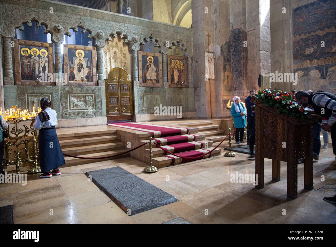 9 April 2023, Mtskheta, Georgia. Svetitskhoveli church inside ...
