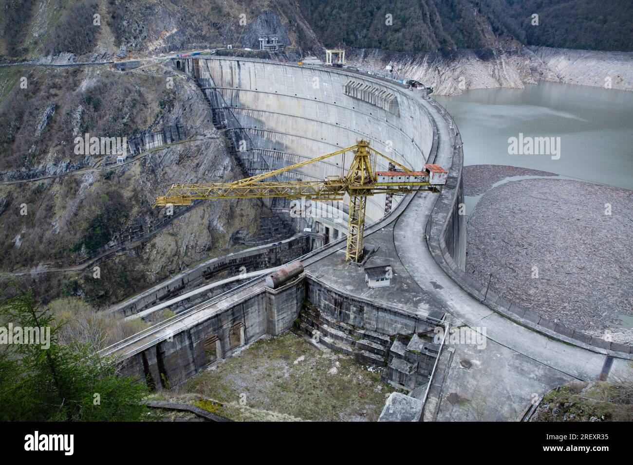 The Enguri hydroelectric power station HES, Enguri Dam, Svaneti ...