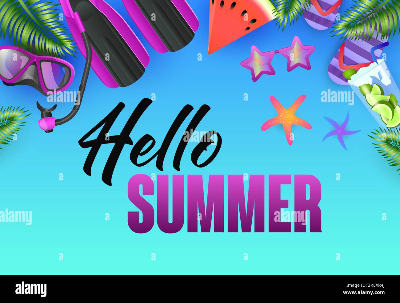 Hello summer bright poster design. Starfish Stock Vector Image & Art ...