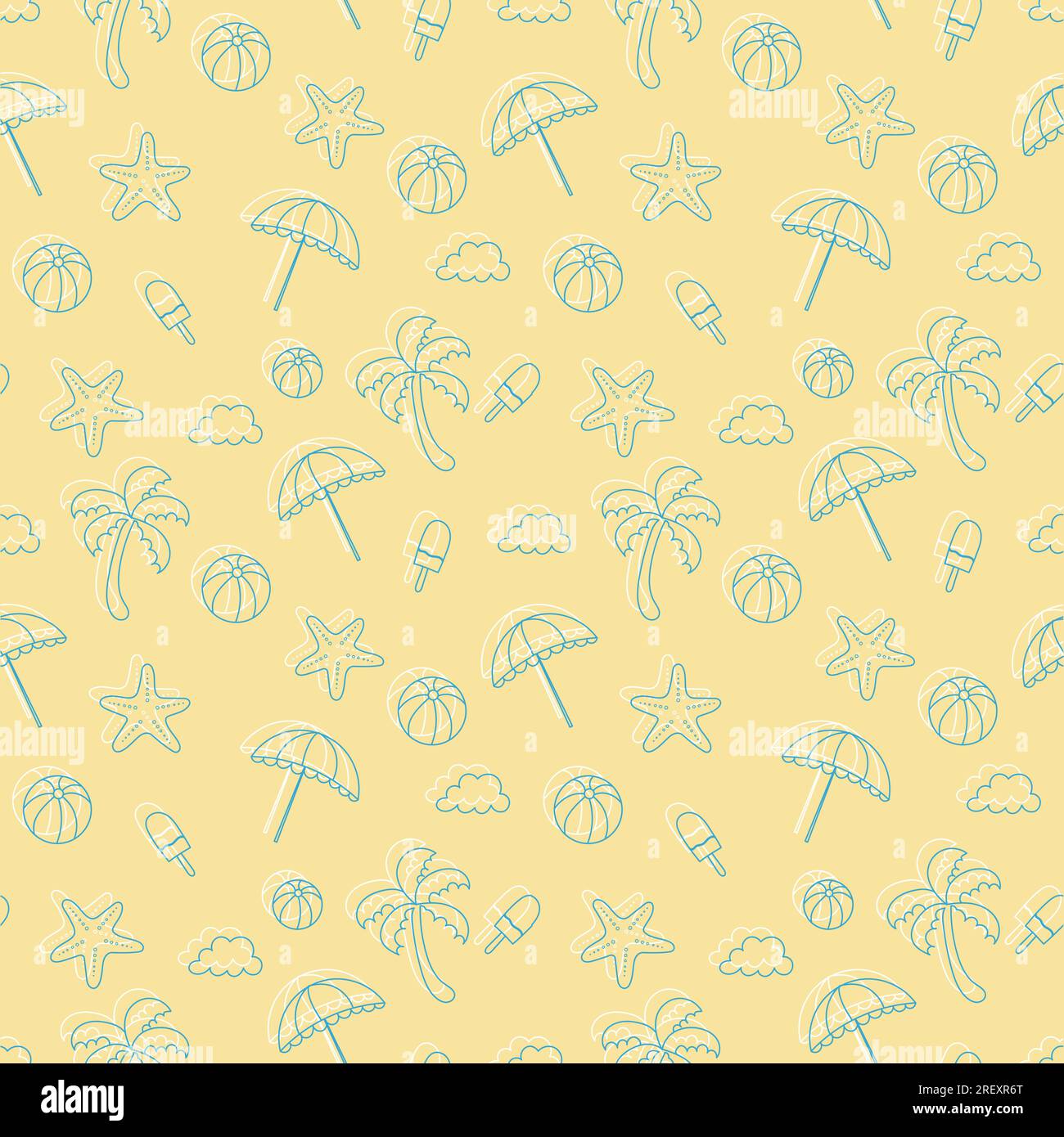 Seamless summer pattern with sketchy summer doodles elements Stock ...