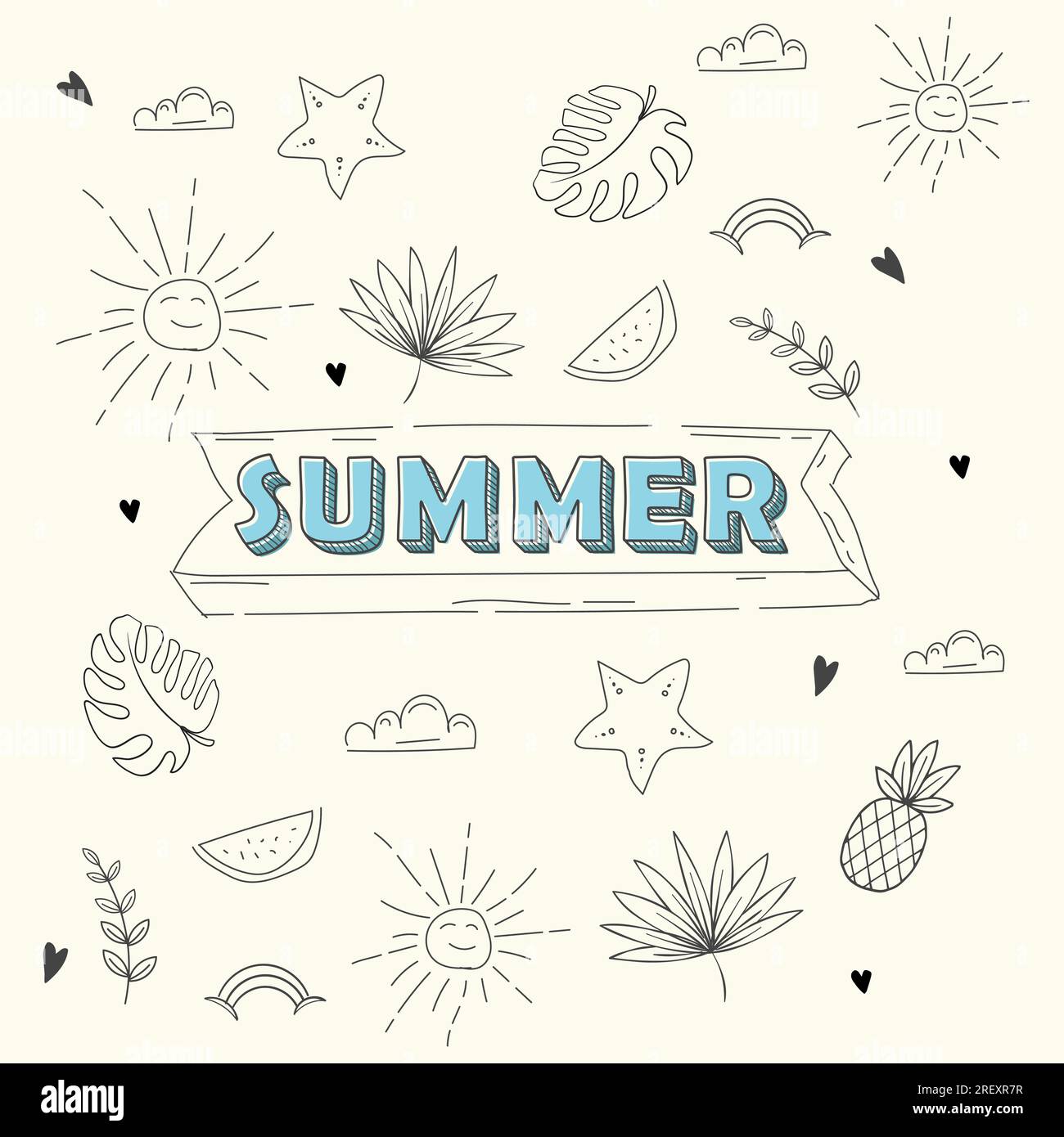 Palm tree sun drawn Stock Vector Images - Alamy