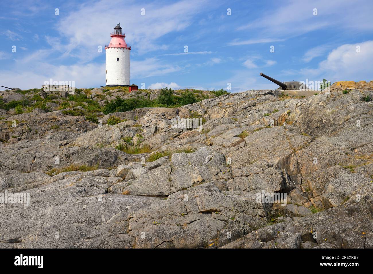 Lighthouse in Swedish village Landsort on the island of Oja Stock Photo - Alamy