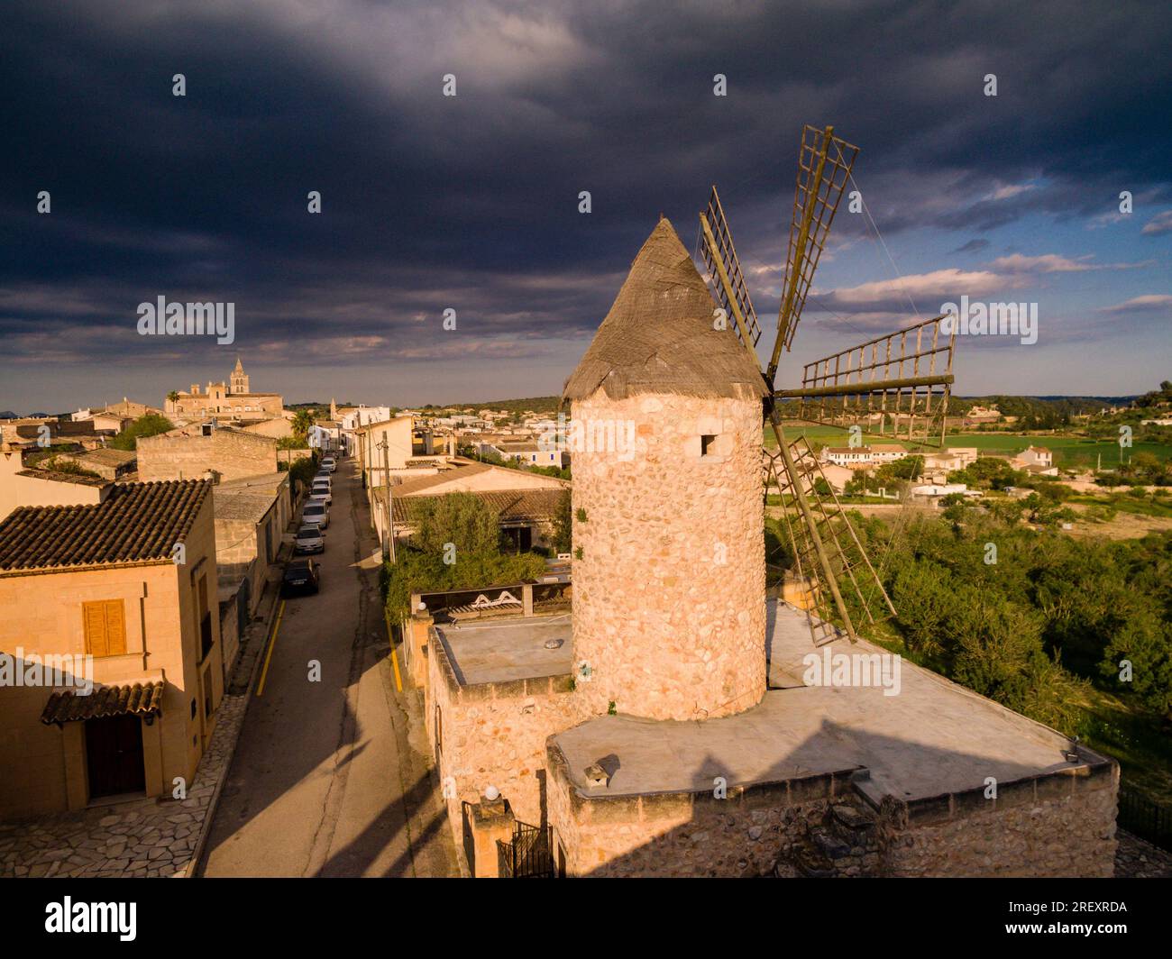 Traditional flour mill, Sineu, Mancomunidad del Pla, Mallorca, Balearic ...