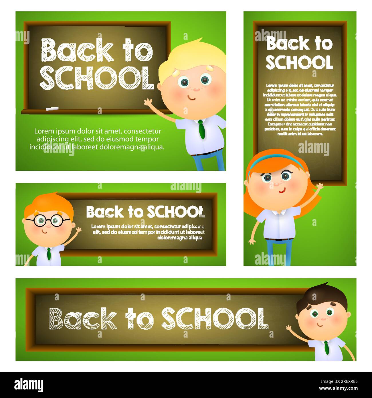 Set of school students pointing at text Stock Vector Image & Art - Alamy