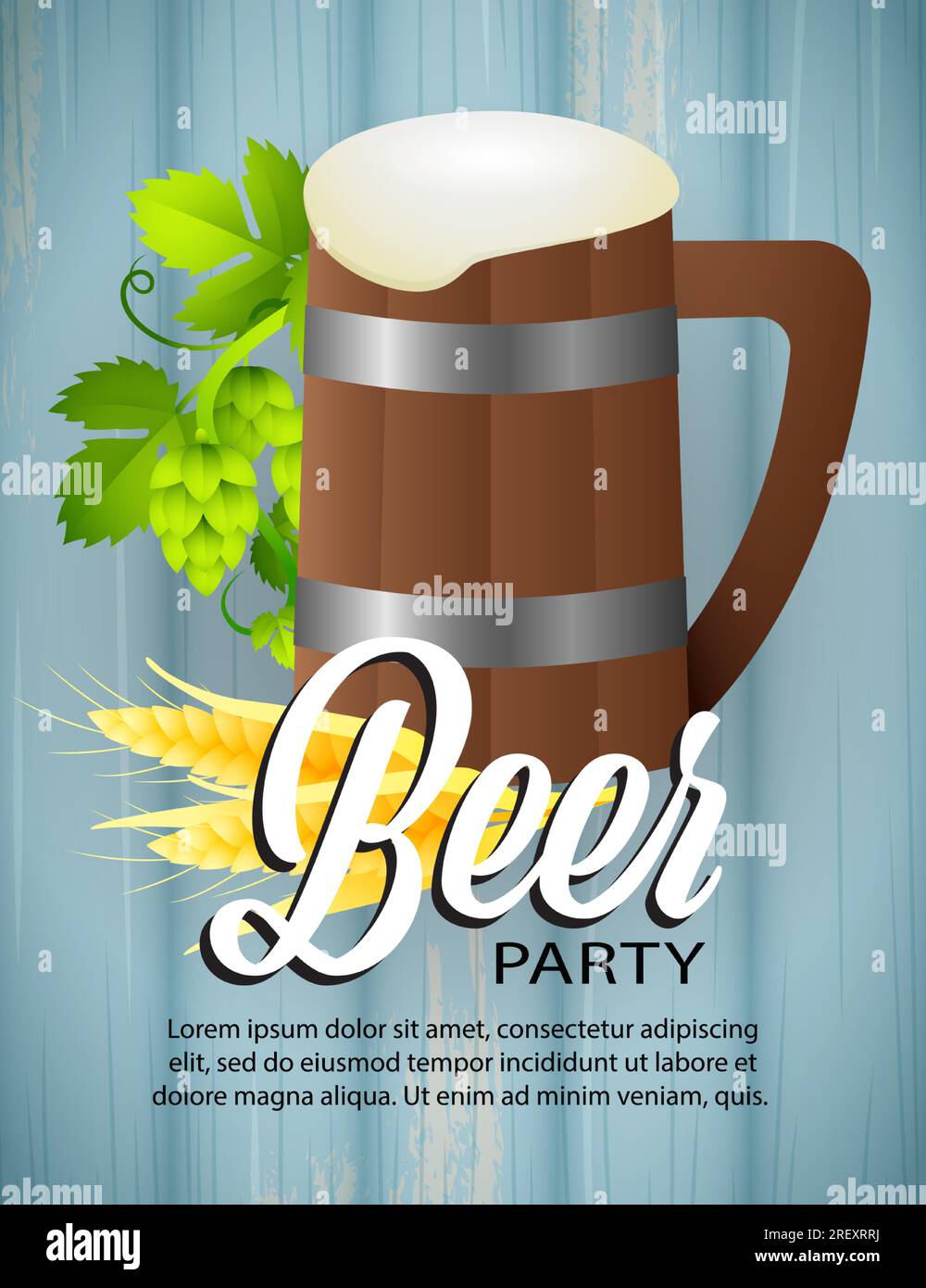 Beer party lettering with wooden beer mug Stock Vector Image & Art - Alamy