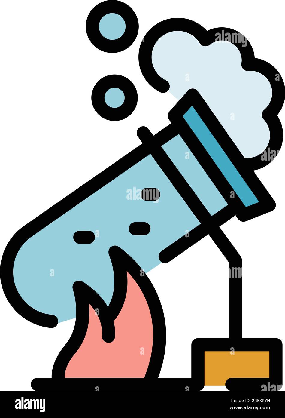 Fire on test tube icon outline vector. Science lab. Medical equipment ...