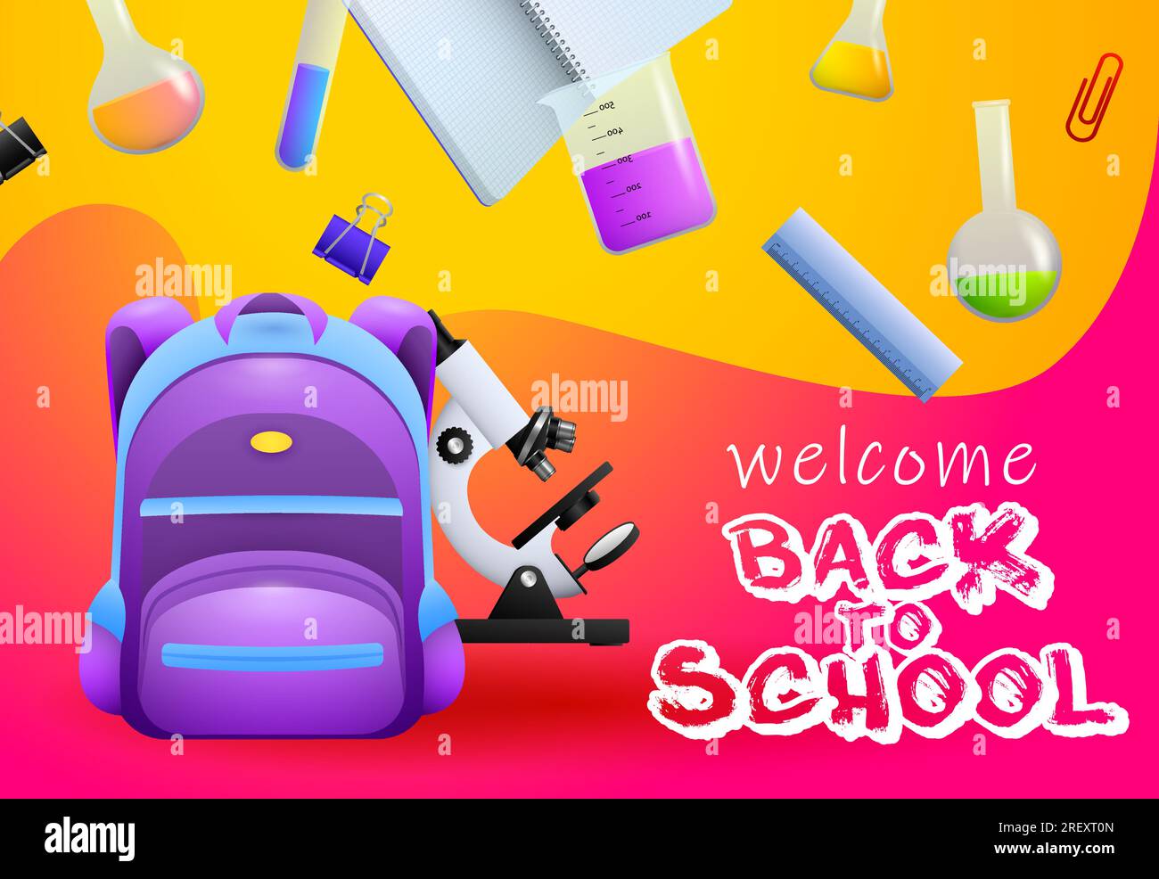 Welcome back to school posters design. Purple backpack Stock Vector ...