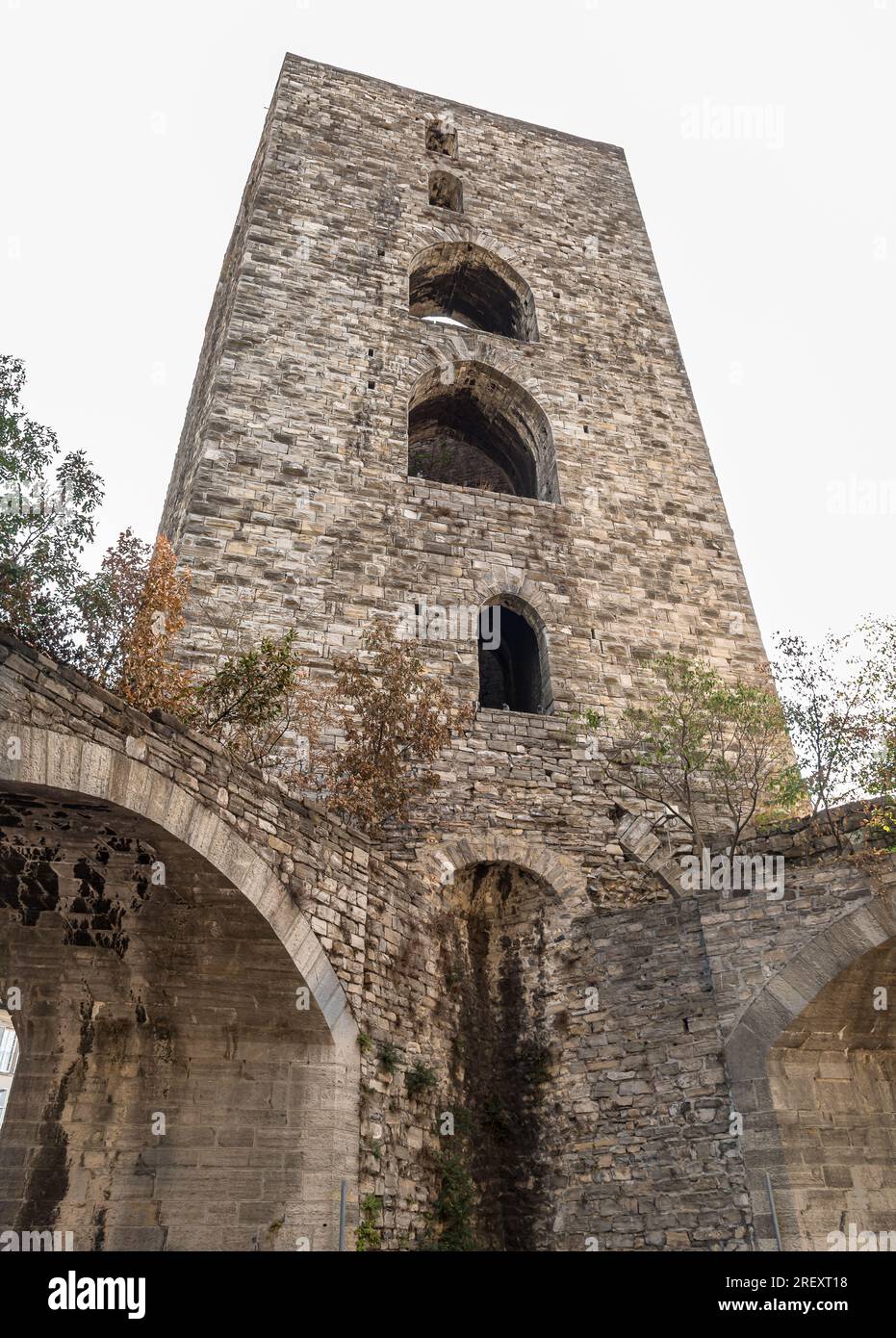 Tower of the Como wall surrounding the historic city center, Como ...