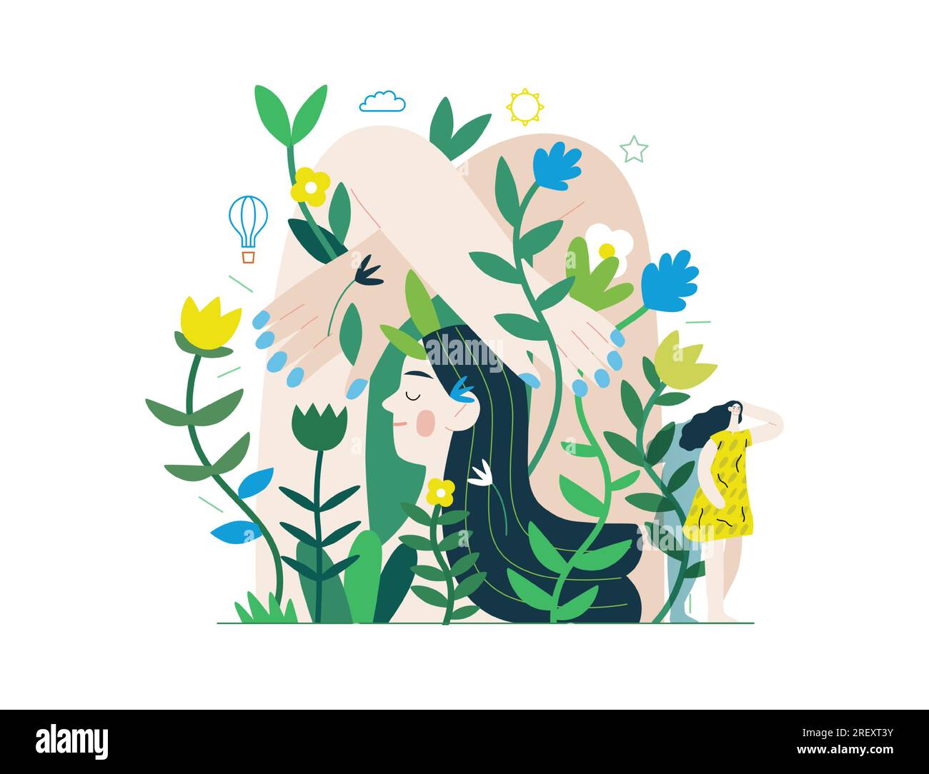 Greenery, ecology -modern flat vector concept illustration of a mural ...