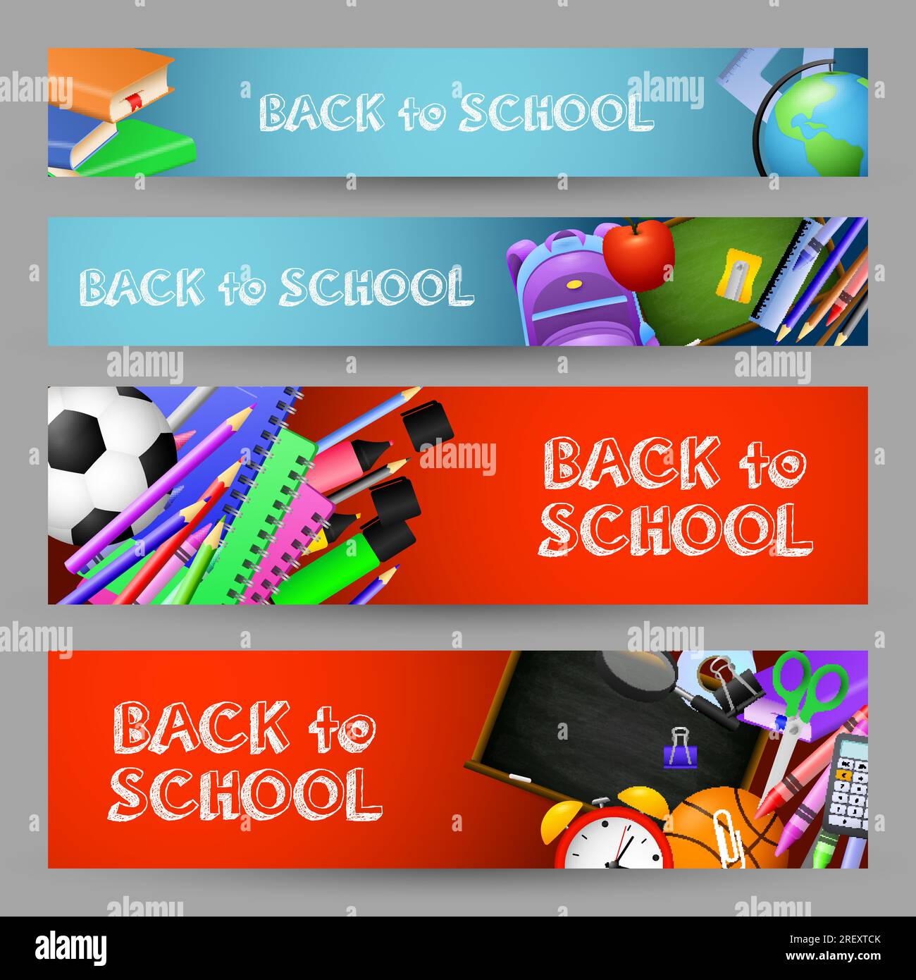 Bright back to school letterings set with stationery Stock Vector Image ...