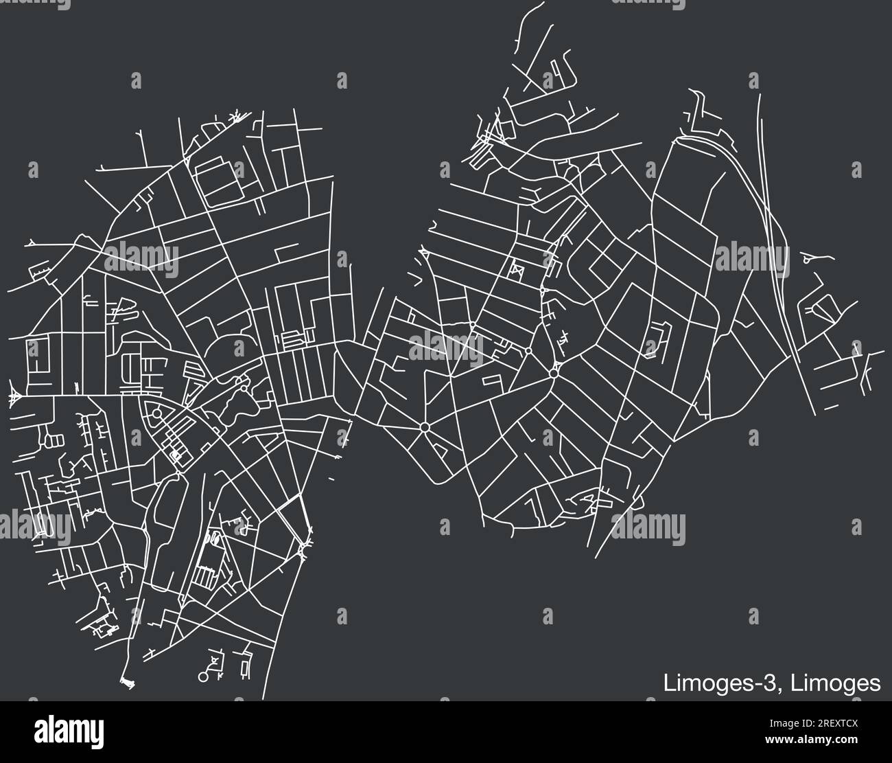 Street roads map of the LIMOGES-3 CANTON, LIMOGES Stock Vector Image ...