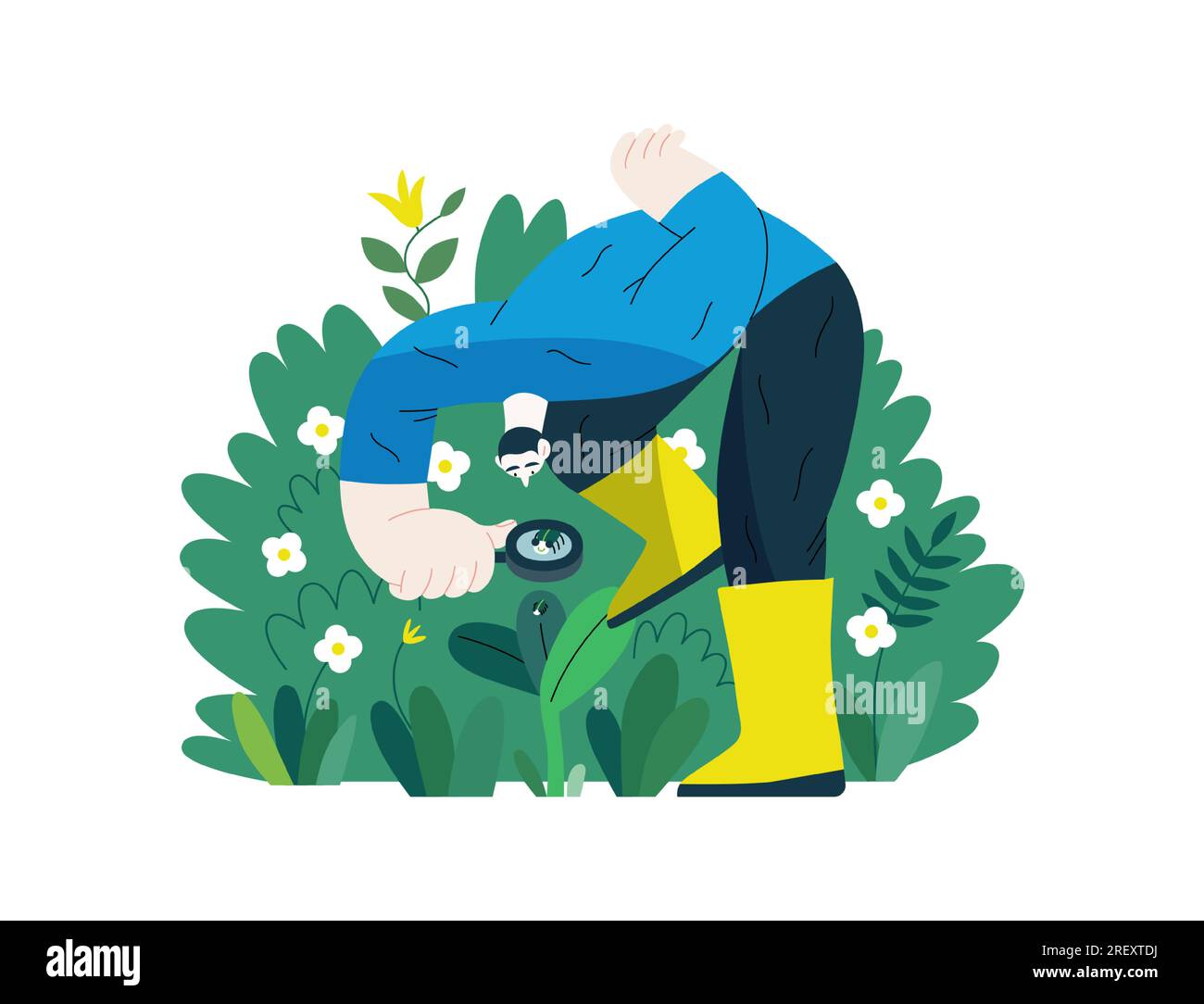 Greenery, ecology -modern flat vector concept illustration of a man in ...