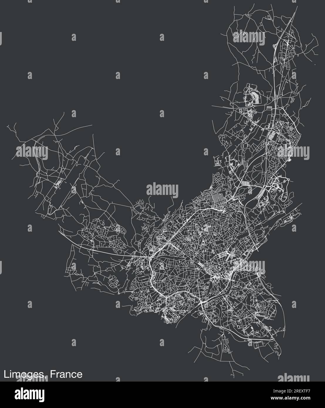 Limoges vector outline map hi-res stock photography and images - Alamy