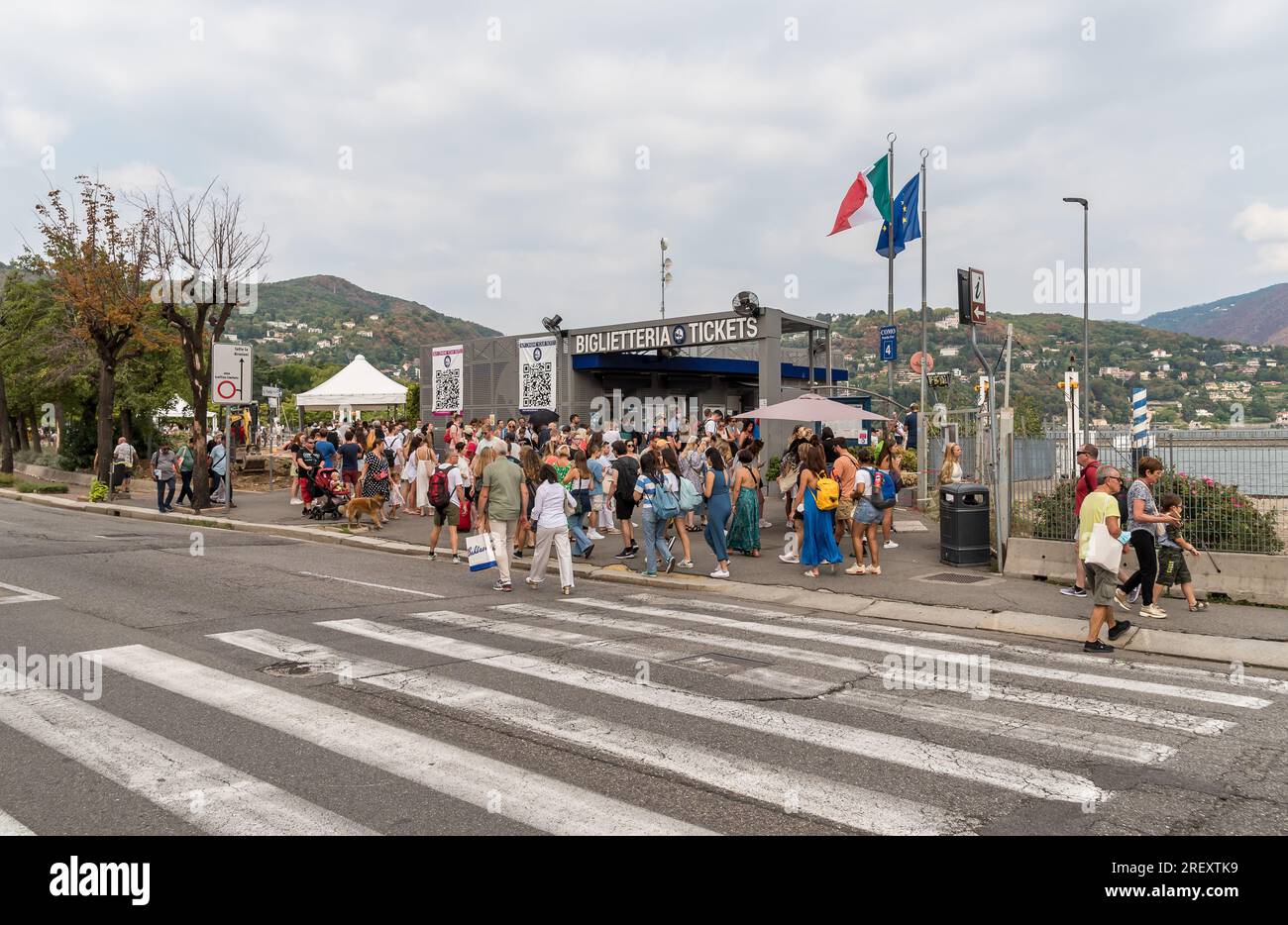 Como, Lombardy, Italy - September 5, 2022: Crowds of people queuing for ...