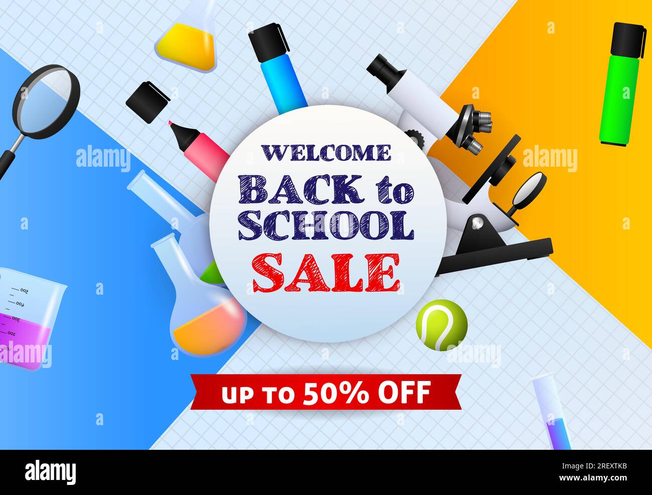 Sale poster design with marker pens, microscope Stock Vector Image ...