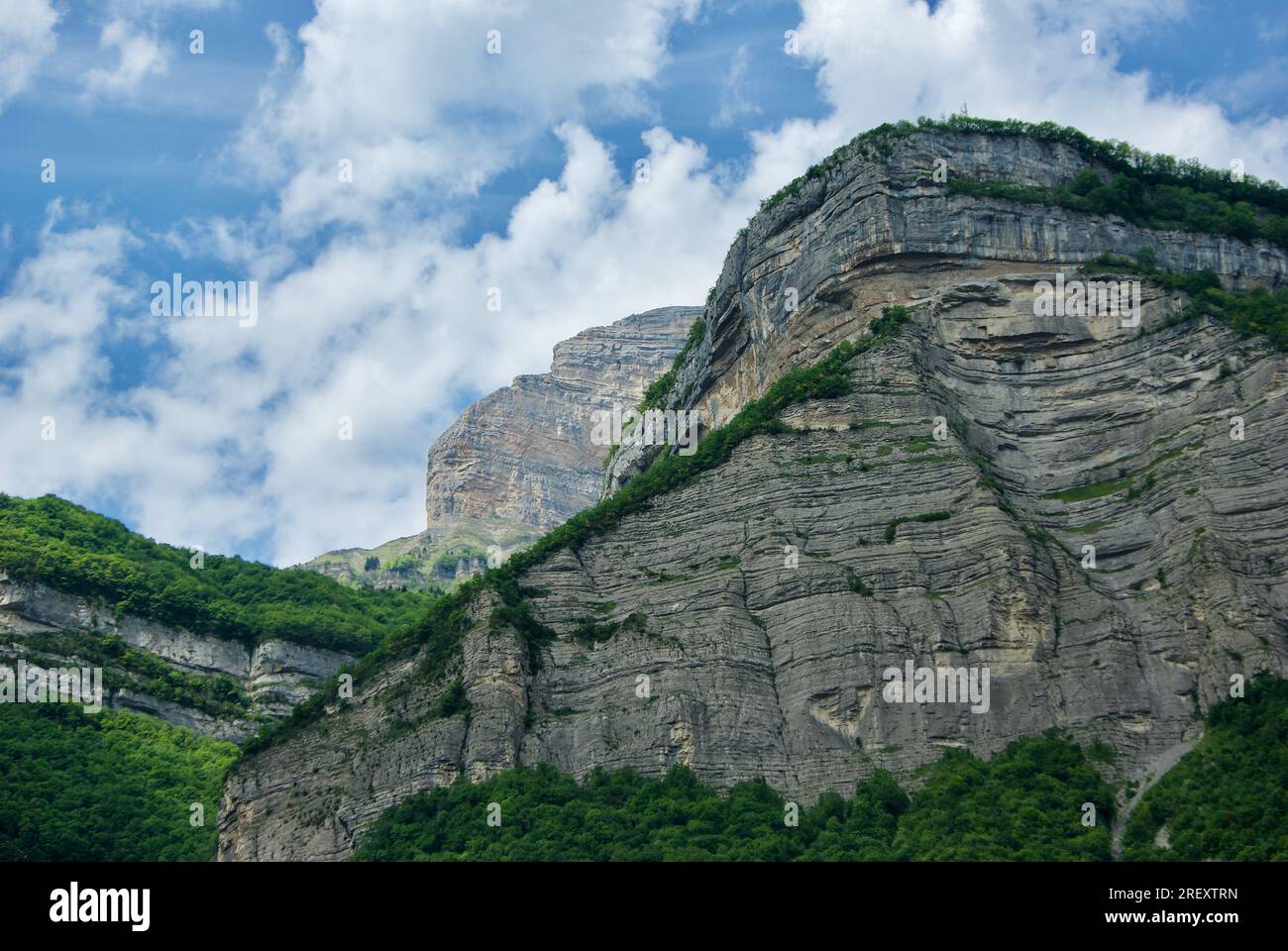 Chartreuse massif nearby the French city Grenoble with blue sky and ...