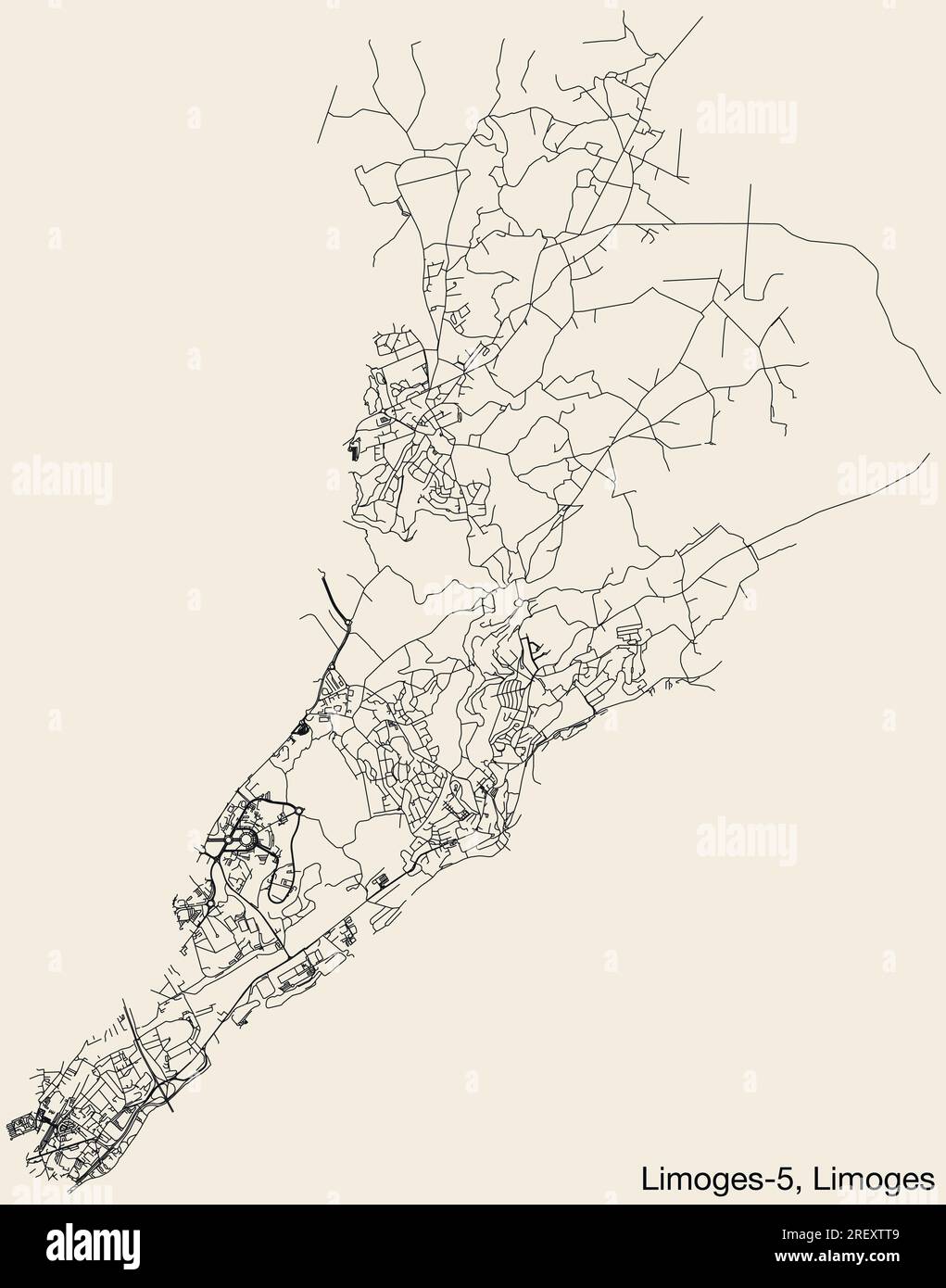 Street roads map of the LIMOGES-5 CANTON, LIMOGES Stock Vector Image ...