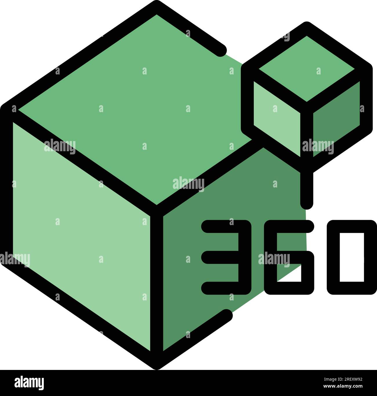 360 cube view icon outline vector. Virtual tour. Camera angle color ...