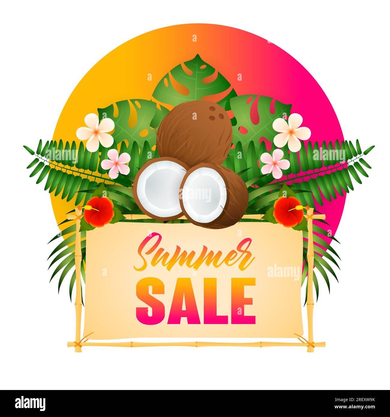 Summer sale poster design. Coconut, signboard Stock Vector Image & Art ...