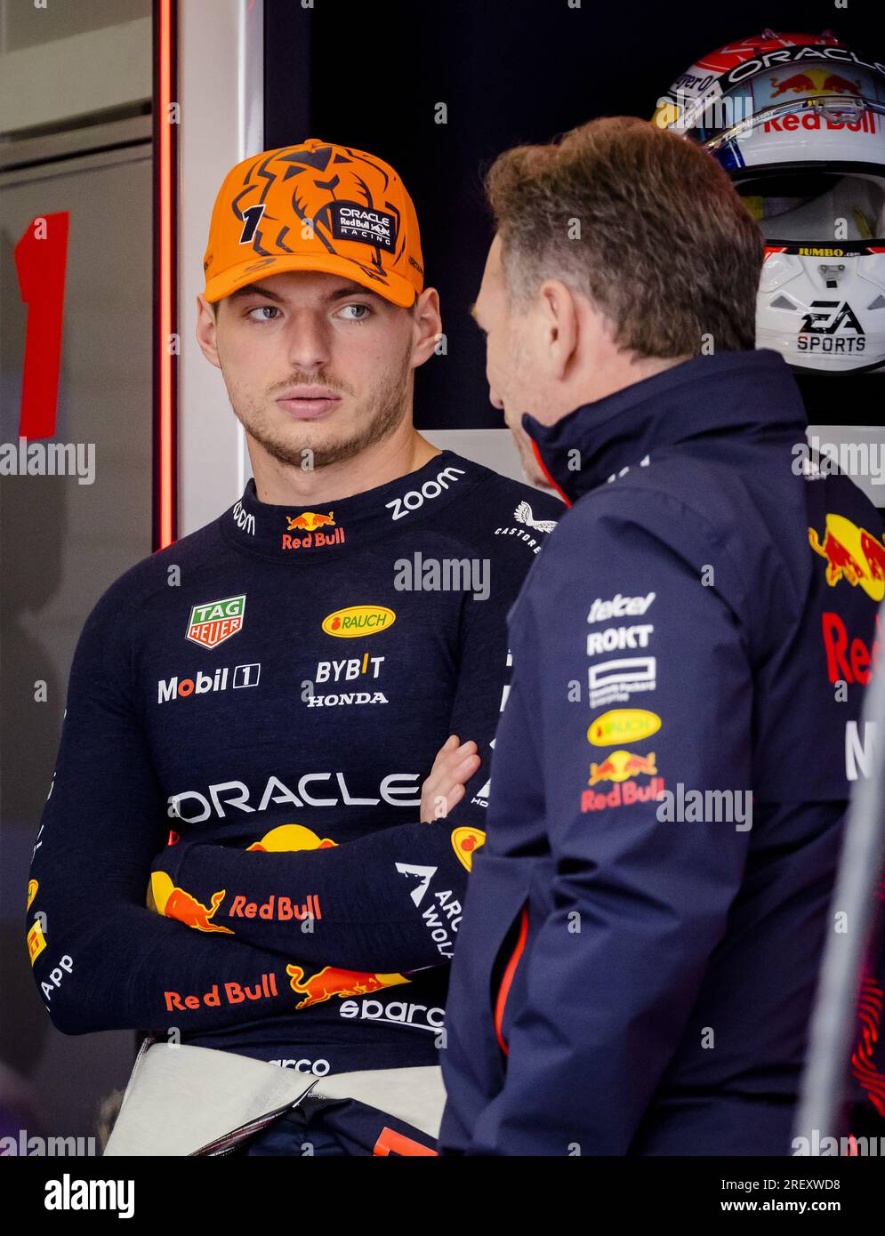 SPA - Helmut Marko (Red Bull Racing), Max Verstappen (Red Bull Racing) and Christian Horner (Red ...
