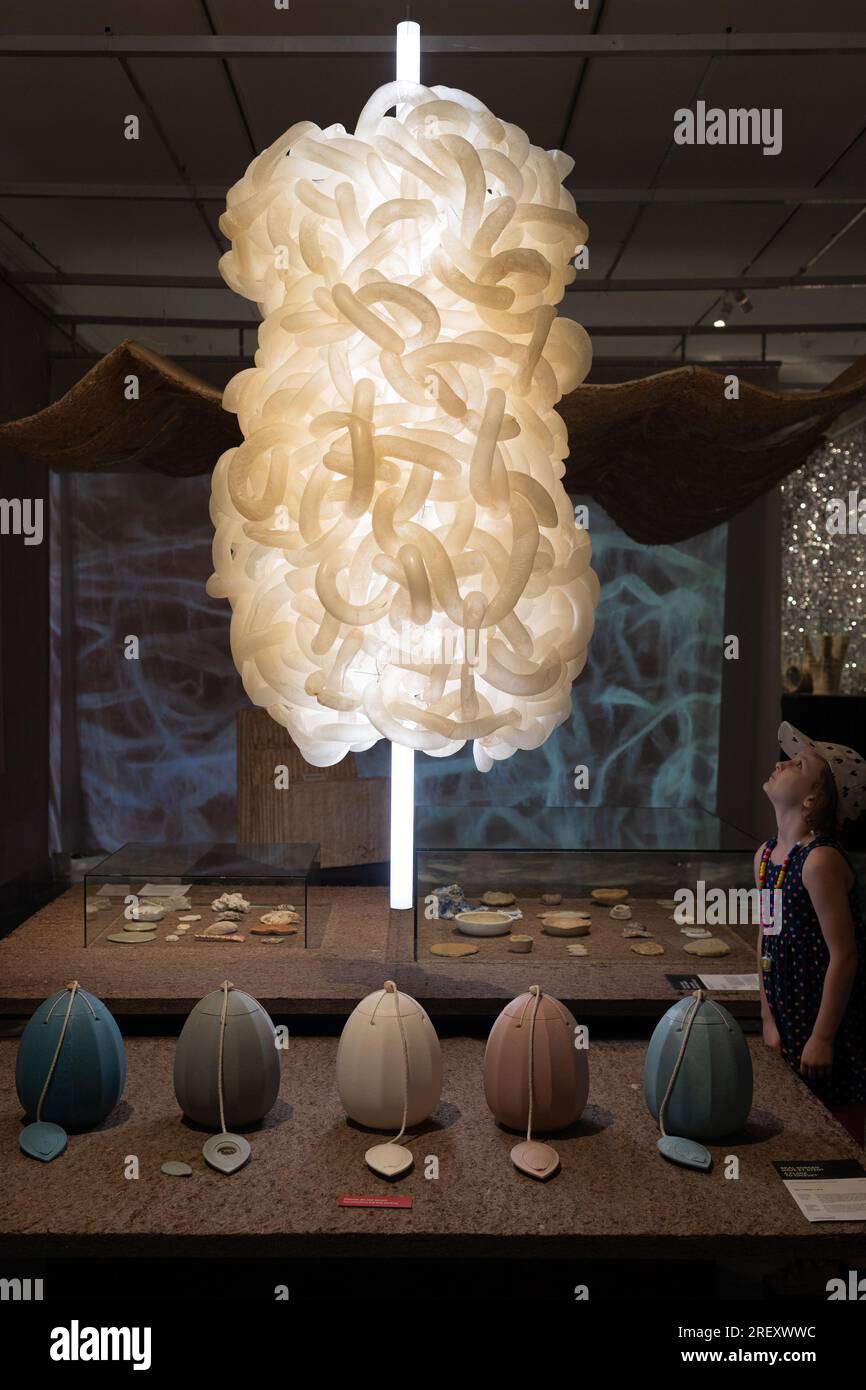 Copenhagen, Denmark. July 26th, 2023. Inside/Out - a lamp made of cow ...