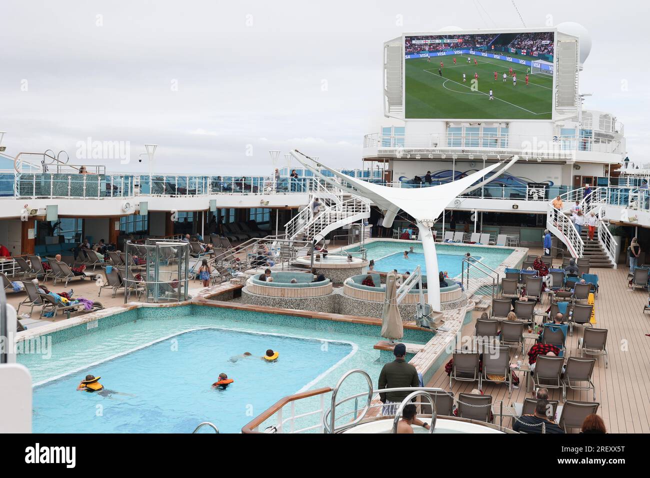 North Sea. July 28th, 2023. People onboard the Sky Princess cruise ship ...
