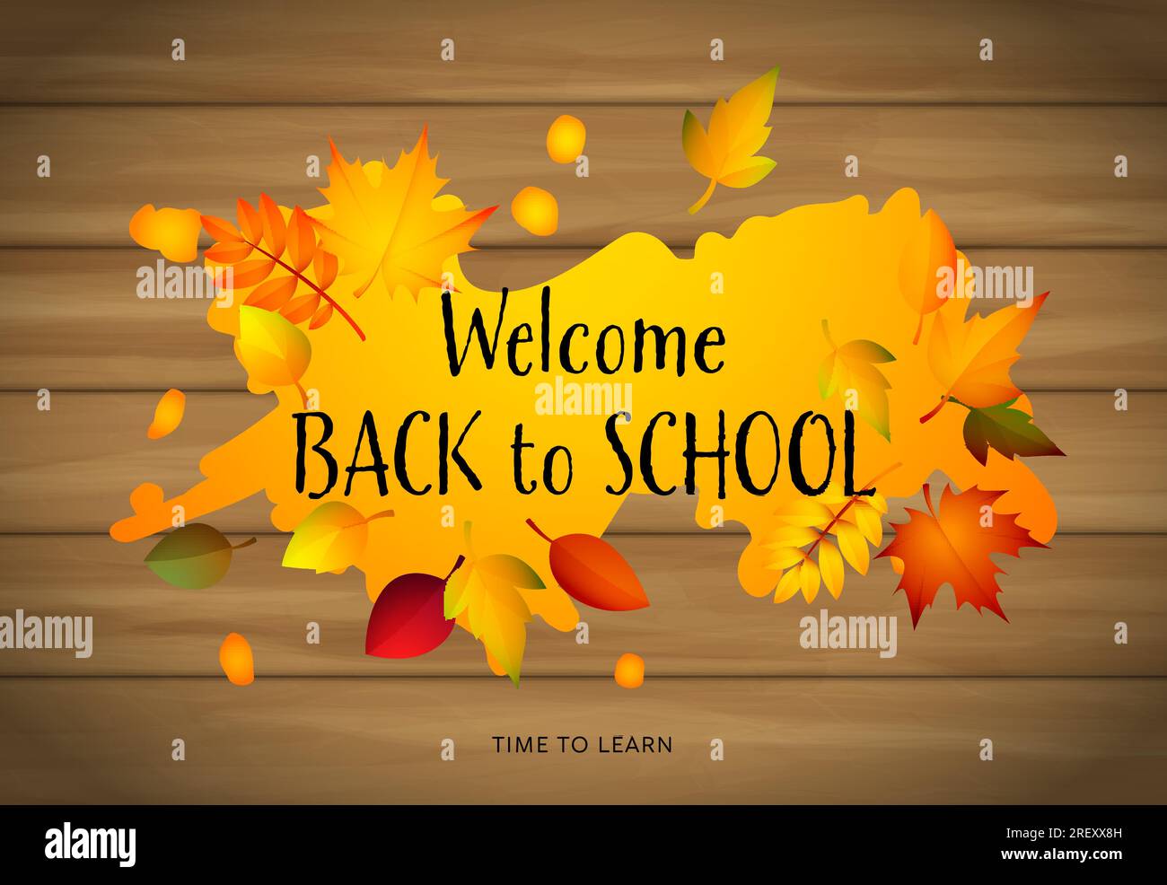Welcome back to school, time to learn lettering, autumn leaves Stock ...