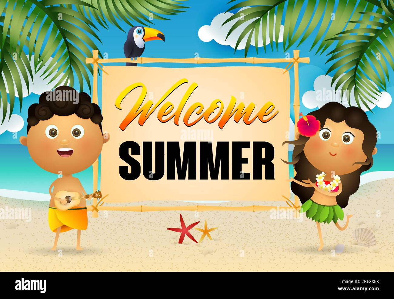 Welcome Summer lettering with happy aborigines Stock Vector Image & Art ...