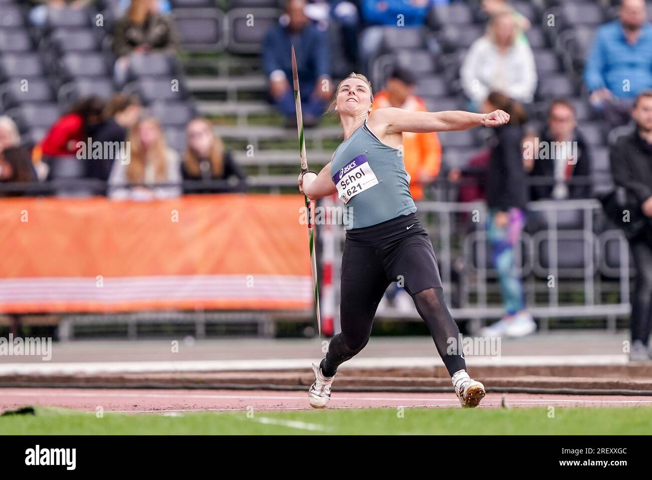 BREDA, NETHERLANDS - JULY 30: Lisanne Schol of AV Lycurgus competing on Women - Javelin during ...