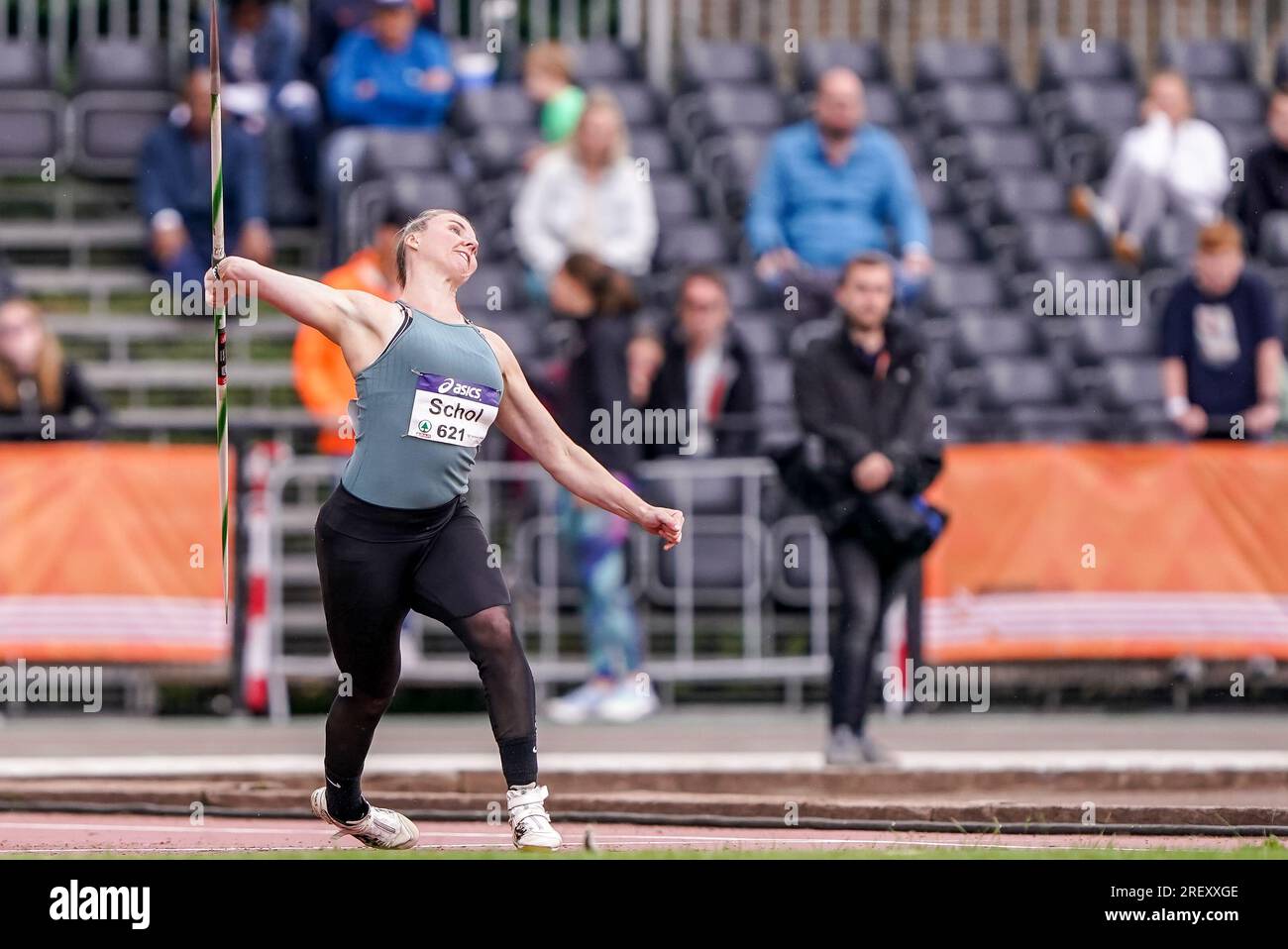 BREDA, NETHERLANDS - JULY 30: Lisanne Schol of AV Lycurgus competing on Women - Javelin during ...