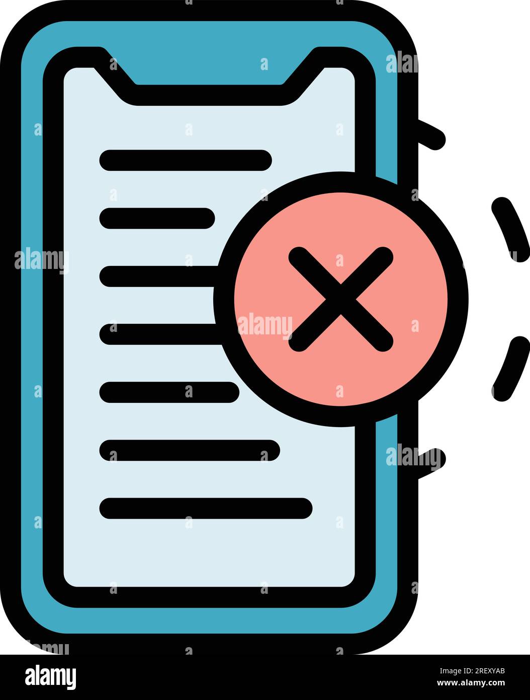 Reject Secure Login Icon Outline Vector Internet Mobile Sms Verify Color Flat Stock Vector