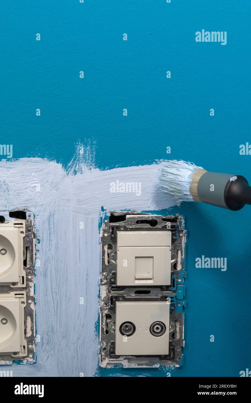 Painting around electrical and another outlets. removed socket frame ...