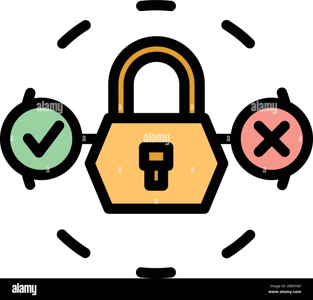 Padlock Code Icon Outline Vector Login Sms Verification Password Color Flat Stock Vector Image